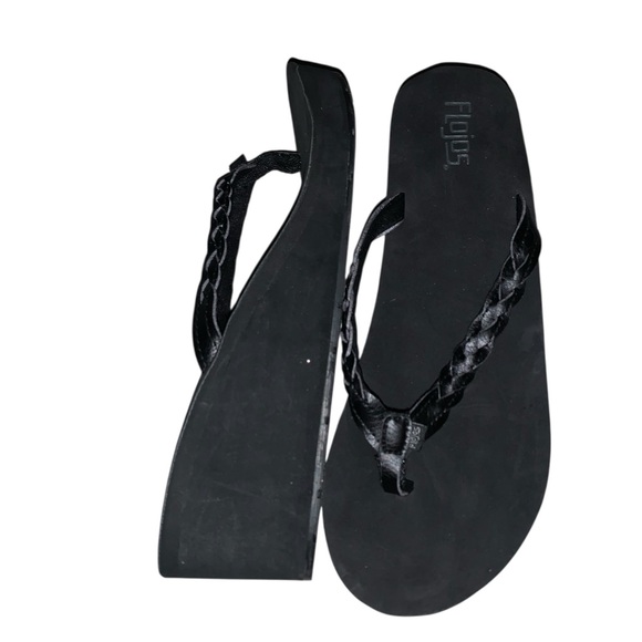 Flojos | Shoes | Flojos Womens Black Braided Wedge Sandals | Poshmark